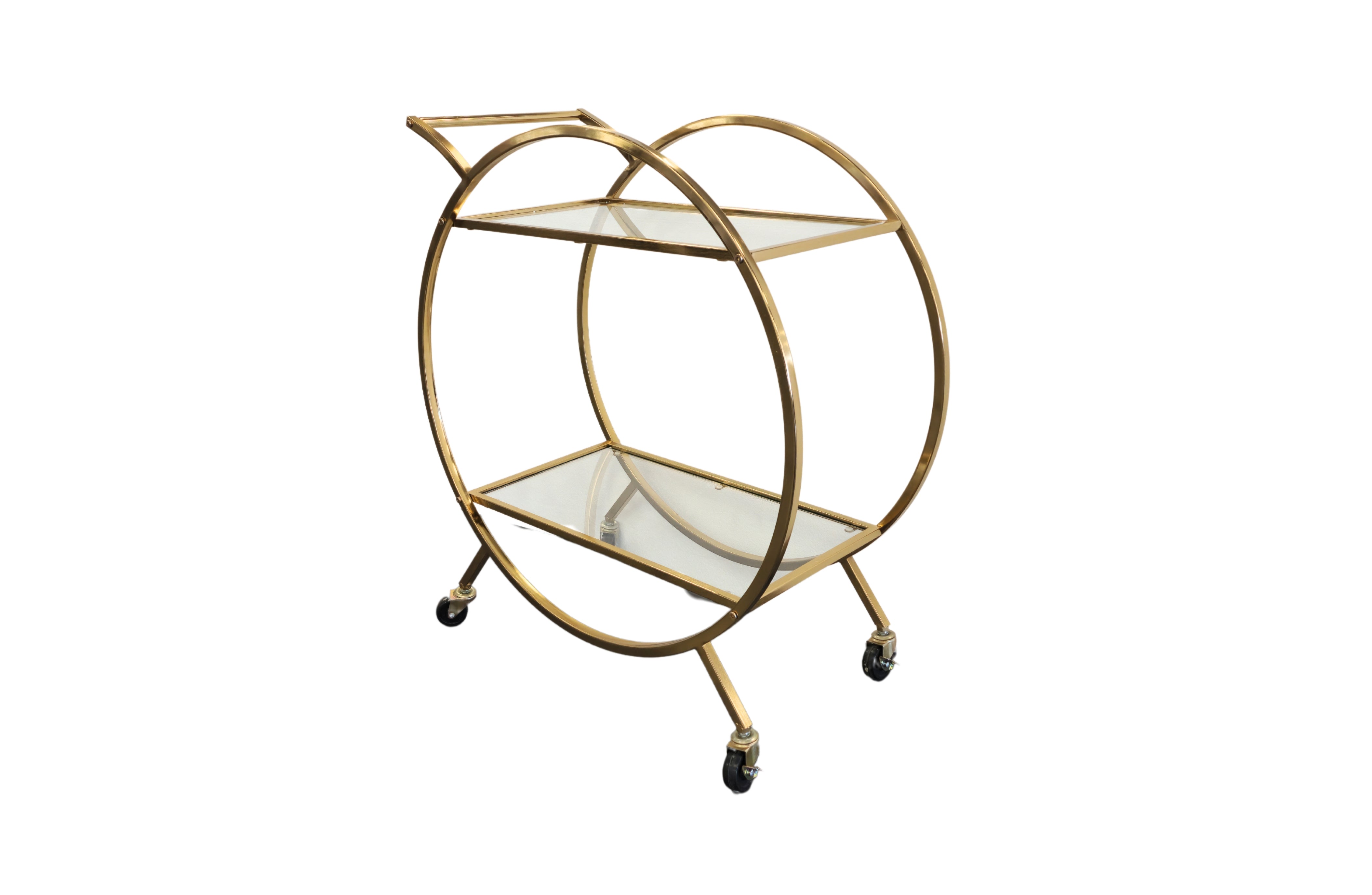 Roman Glass Bar Cart / Trolley With Wheels - Gold – Garden Yard