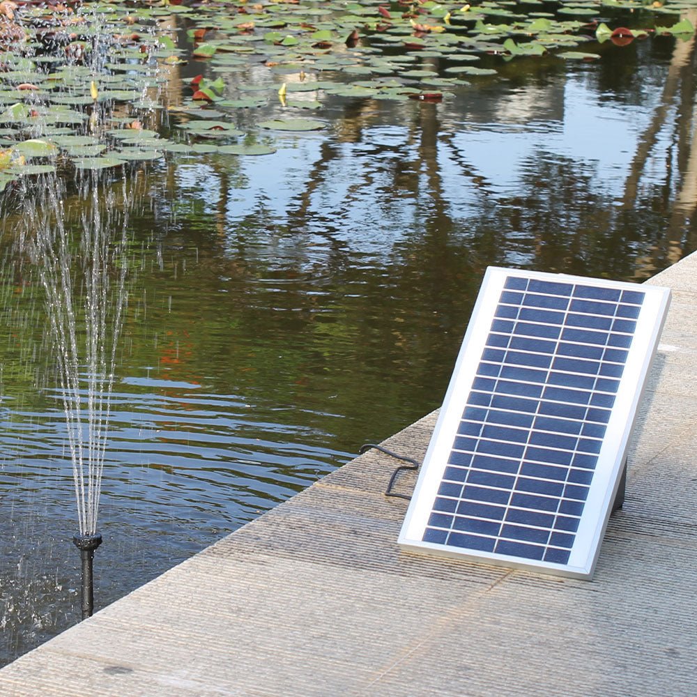 Protege Hi-Flow Water Feature Fountain Pond Pump, w/ Solar Panel, Lith ...