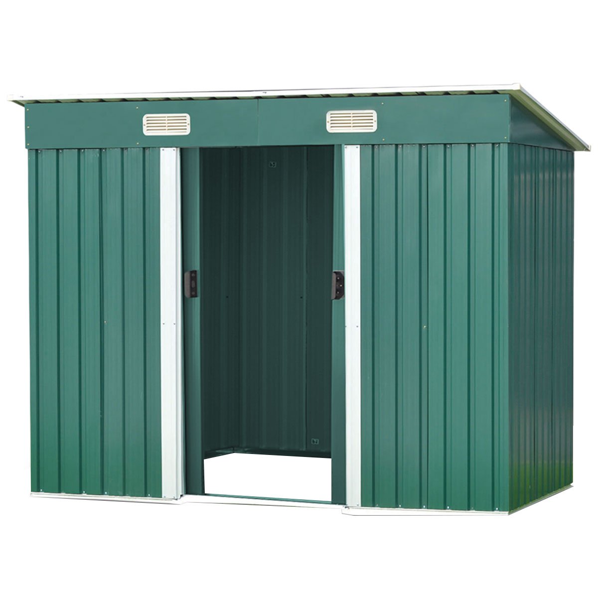 Wallaroo 4ft x 8ft Garden Shed Flat Roof Outdoor Storage - Green ...